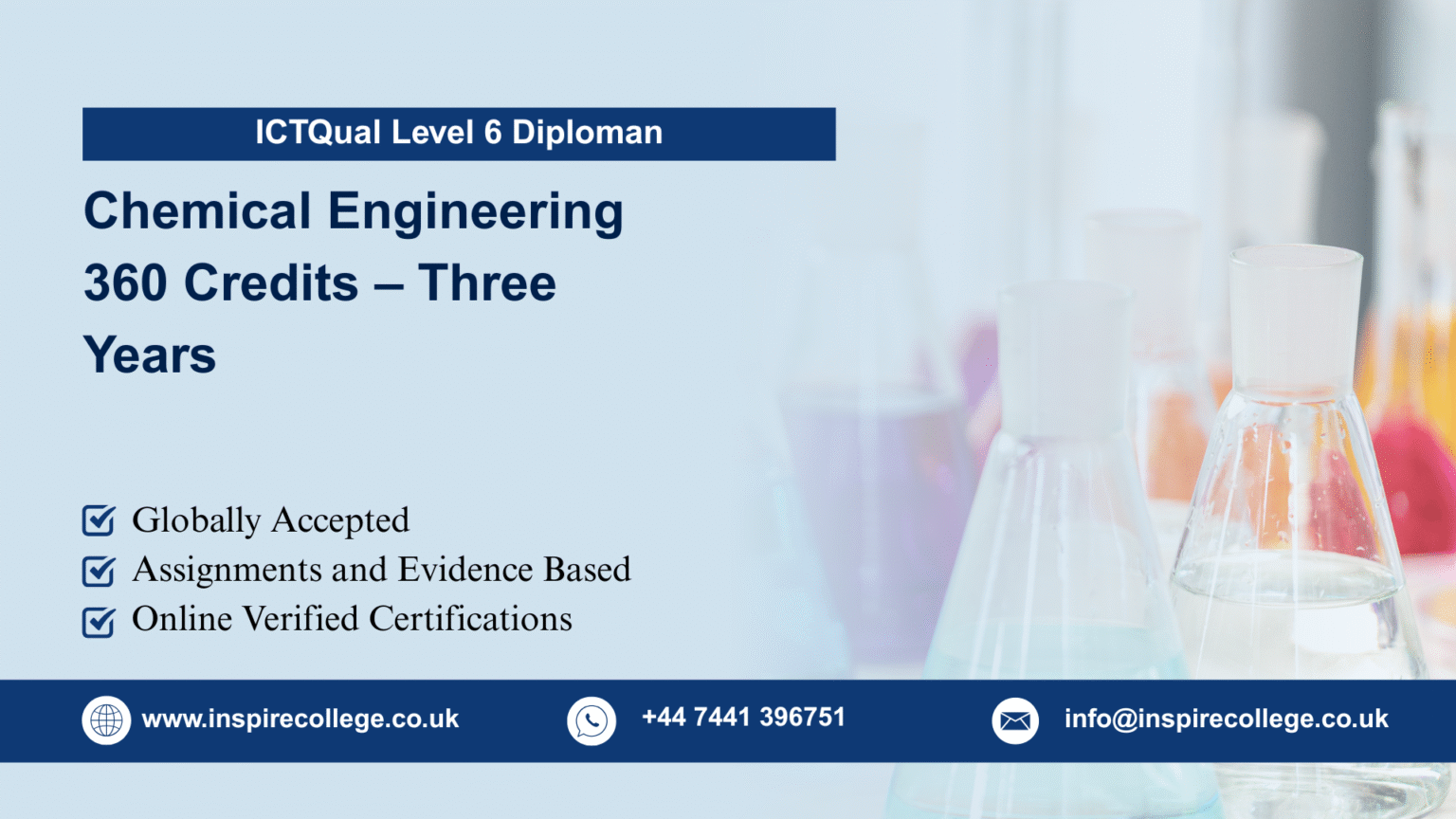 ICTQual Level 6 Diploma in Chemical Engineering 360 Credits – Three Years