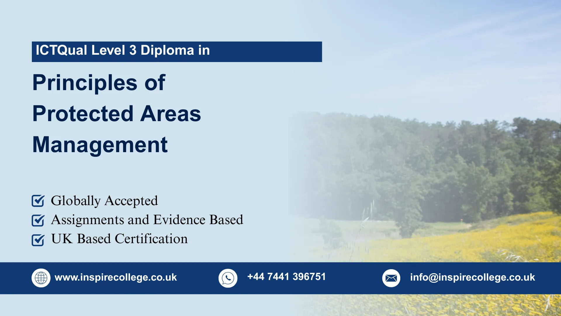 ICTQual Level 3 Diploma in Principles of Protected Areas Management